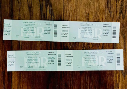 Lot of 4 Single Day LA County Fair Tickets General Admission Expires 5/ ...