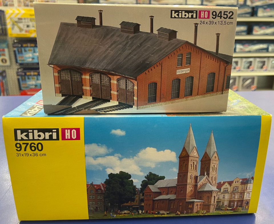 2pc Lot KIBRI HO Building Kits #9452 Ringlock Shed Train #9760 ...