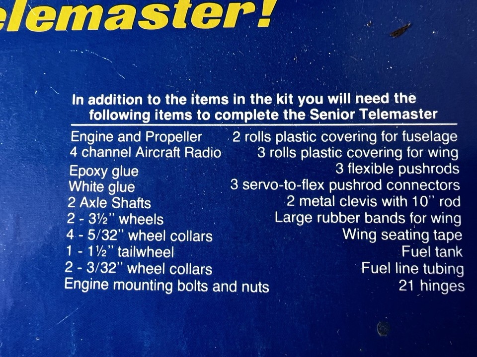 Hobby Lobby Sr. Telemetry Vintage RC Airplane Kit, NOS WS 95”Engine ...
