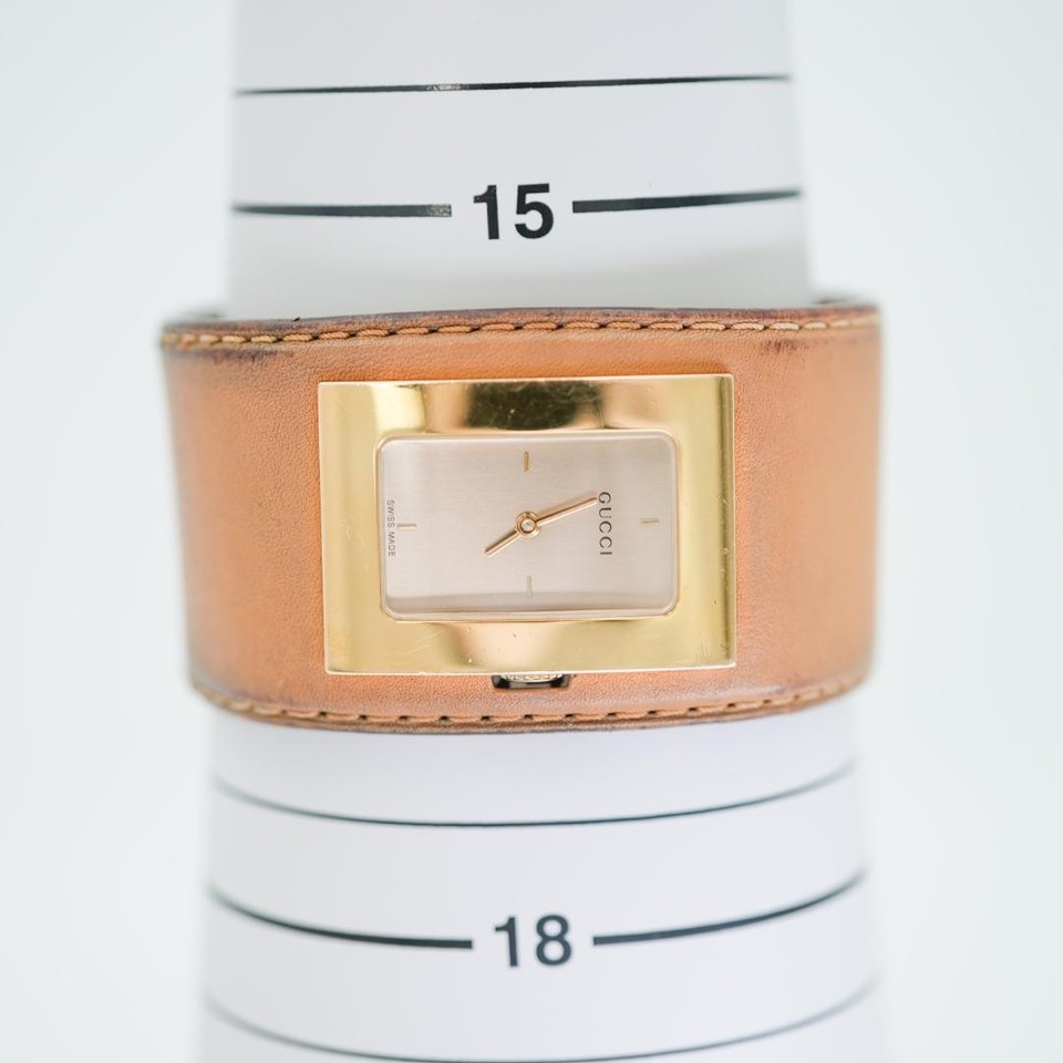 GUCCI 7800L Watch 23.5mm Gold Brown Stainless Steel Quartz Case Men ...