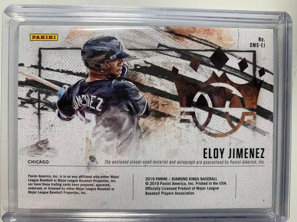ELOY JIMENEZ 2019 Panini Diamond Kings 1/25 Rare Dual Relic AUTO White ...