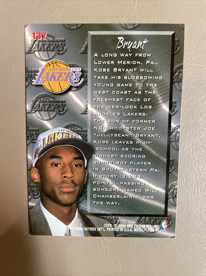 1996-97 Fleer Metal Kobe Bryant Fresh Foundation Rookie Card RC #137 ...