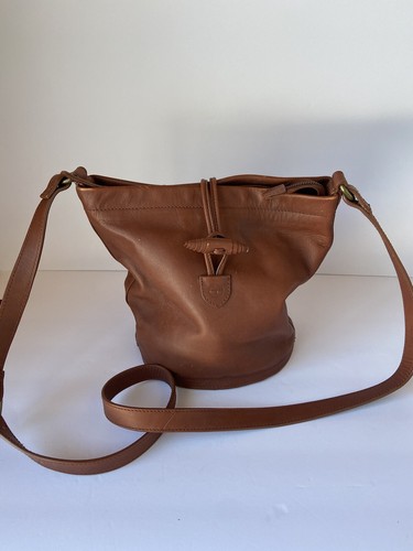 Vintage! TIMBERLAND Leather Shoulder Bucket Purse Brown Tan Durable Bag ...