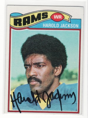 HAROLD JACKSON LOS ANGELES RAMS 1977 TOPPS #445 AUTOGRAPHED CARD WITH ...