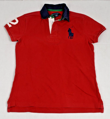 Vintage Ralph Lauren polo Shirt Size L 90s Red Blue Trim Number 2 ...