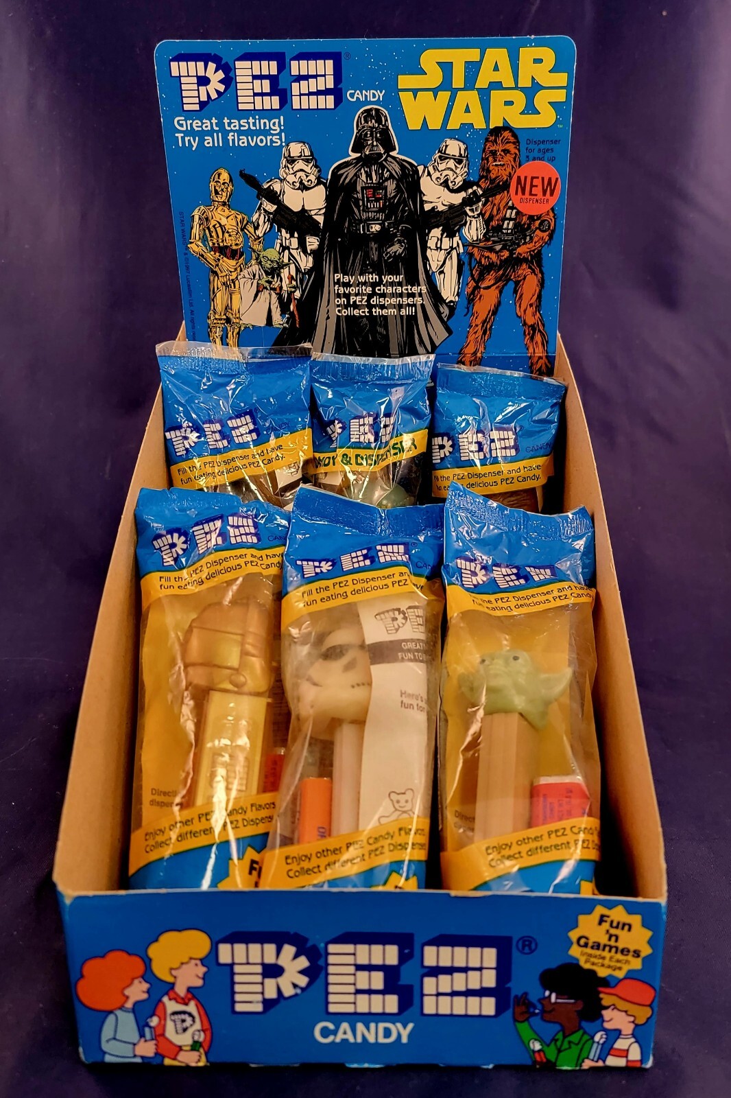 Star Wars Vintage 1997 PEZ CANDY Counter Display w Vader, Boba, Yoda ...