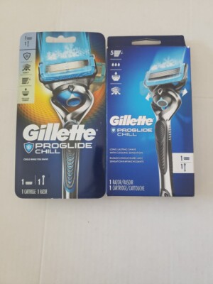 2 lot Gillette Proglide Chill Razor, 1 razor handle & 1 razor cartridge ...
