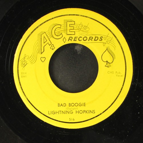 LIGHTNING HOPKINS: bad boogie / wonder what is wrong with me ACE 7 ...