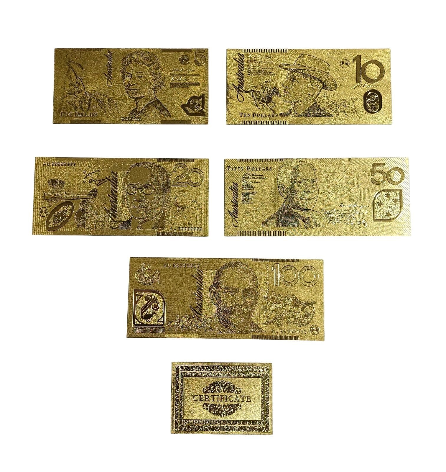 24KT 99.99% Gold Australian Bank Note Set Limited Edition Rare Banknote ...