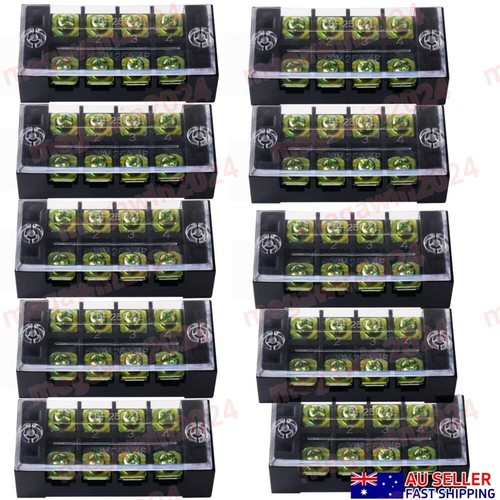 10PCS Dual Rows 4 Positions Screw 600V 25A Barrier Block Terminal Strip ...