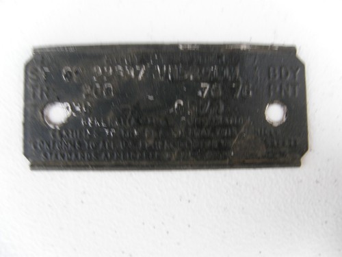 1969 Pontiac Firebird Body by Fisher Cowl Tag Plate Original | Genuine ...