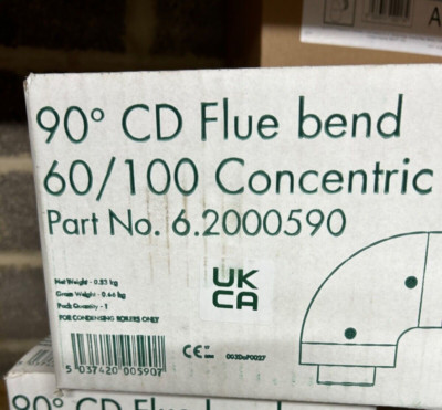 Alpha 90° Degree CD Boiler Flue Bend Elbow 60/100mm Concentric 6. ...