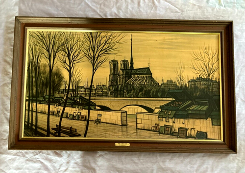 Vintage French Artist P. Lambert "NOTREDAME DE PARIS" Framed Large Art ...