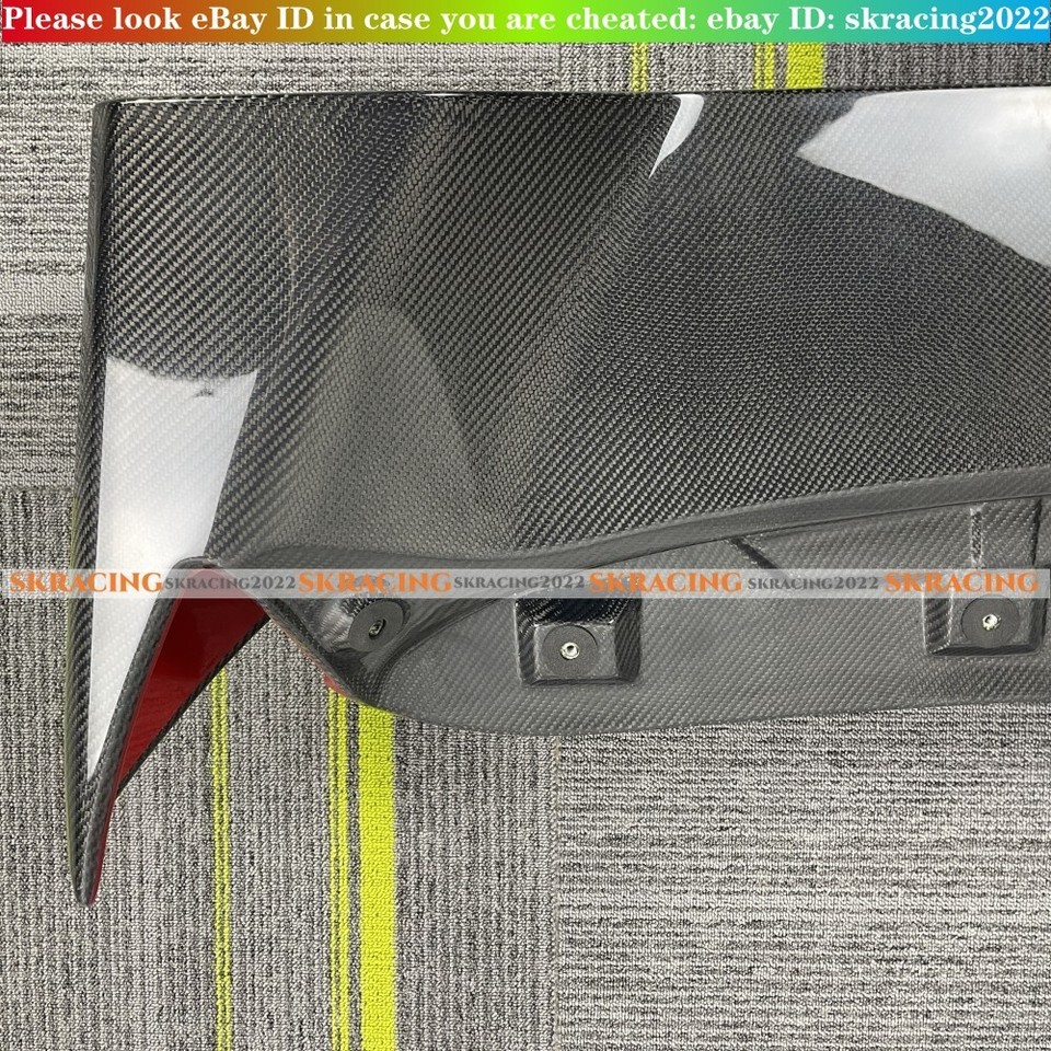 FITS Mini Cooper F55 F56 Real Carbon Fiber+Red Colour Rear Spoiler Roof ...