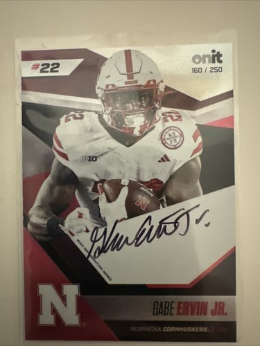 2023 Onit Athlete GABE ERVIN JR Auto /250 Nebraska Cornhuskers On Card ...