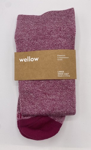 Wellow Premium Compression Socks Wide Calf Size Large 18-25 mmHg Red ...