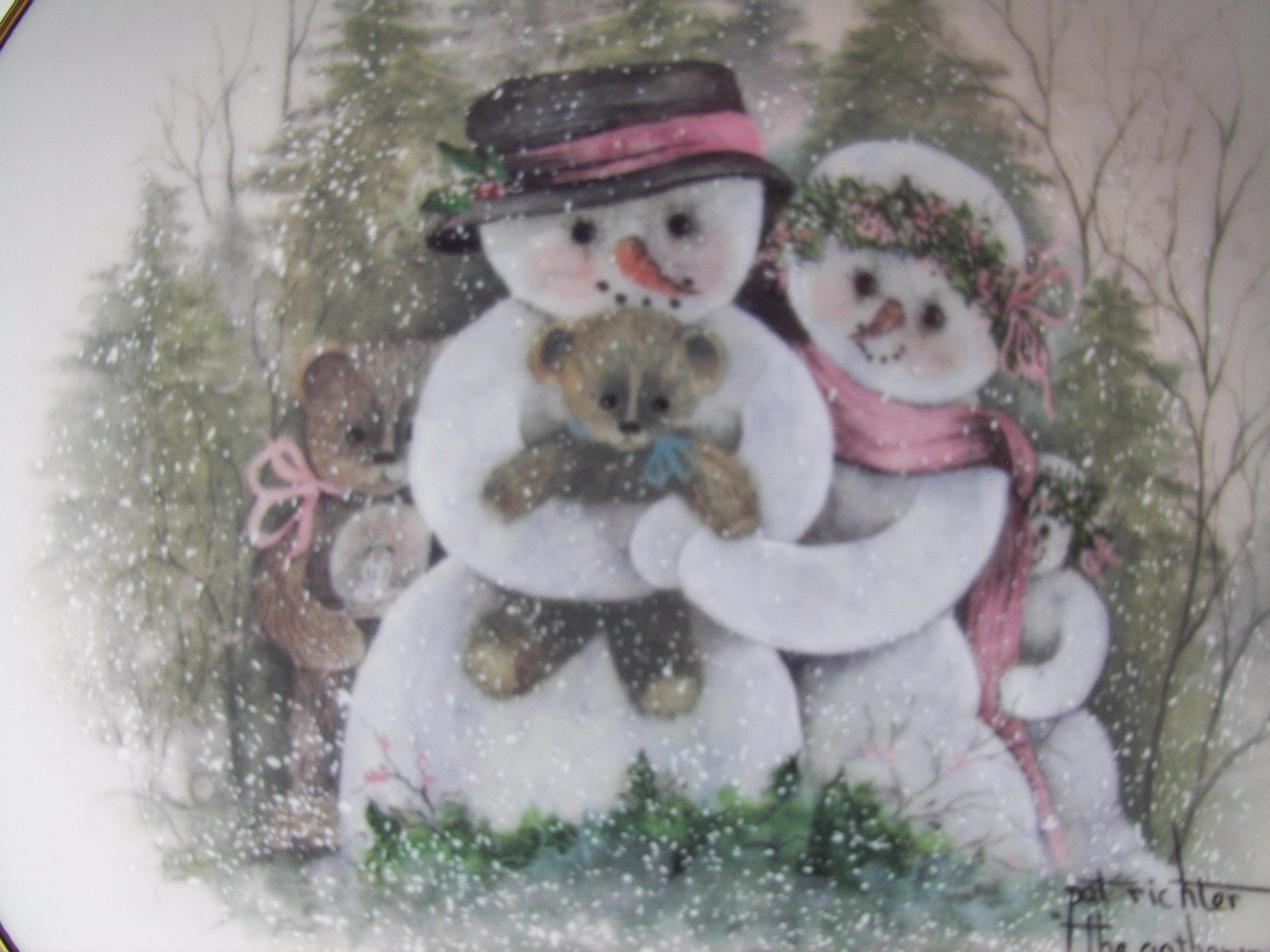 Snowman Collection Plates Pat Richter 2001 3rd in Series "THE GATHERING ...