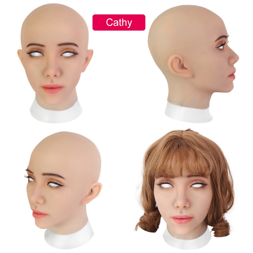 Realistic Silicone Female Mask Headwear Face Masks for Crossdresser ...