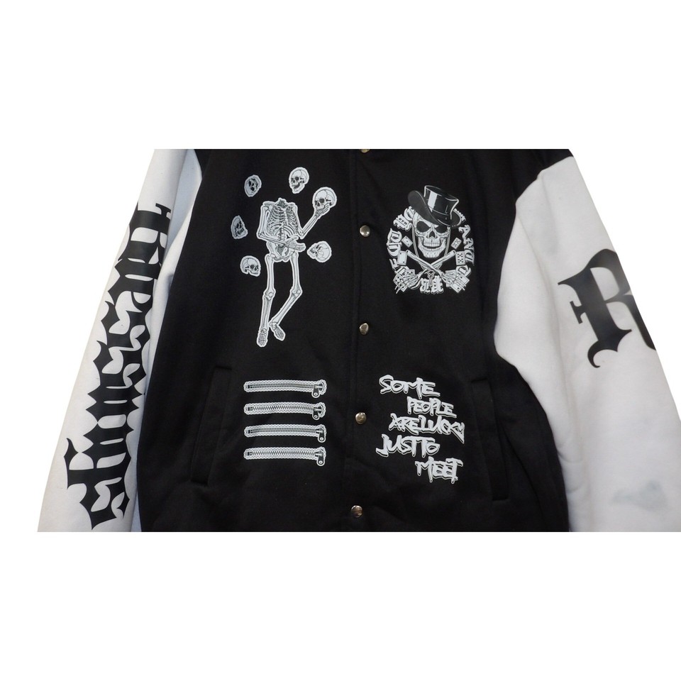 Manfinity Skull Skeleton Varsity Jacket Bomber Style Gothic Emo Rock ...