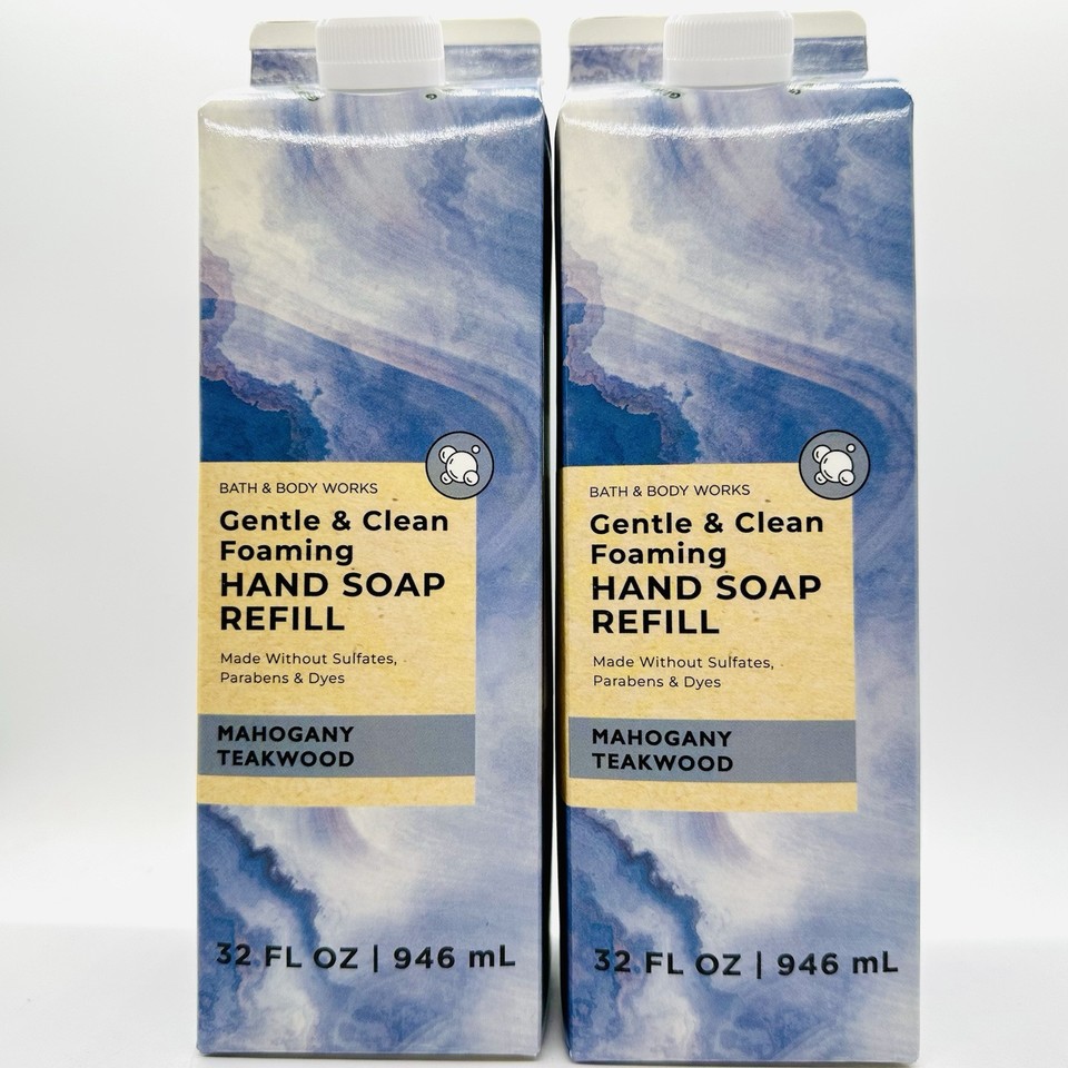 2/BATH & BODY WORKS MAHOGANY TEAKWOOD GENTLE & FOAMING HAND SOAP REFILL ...