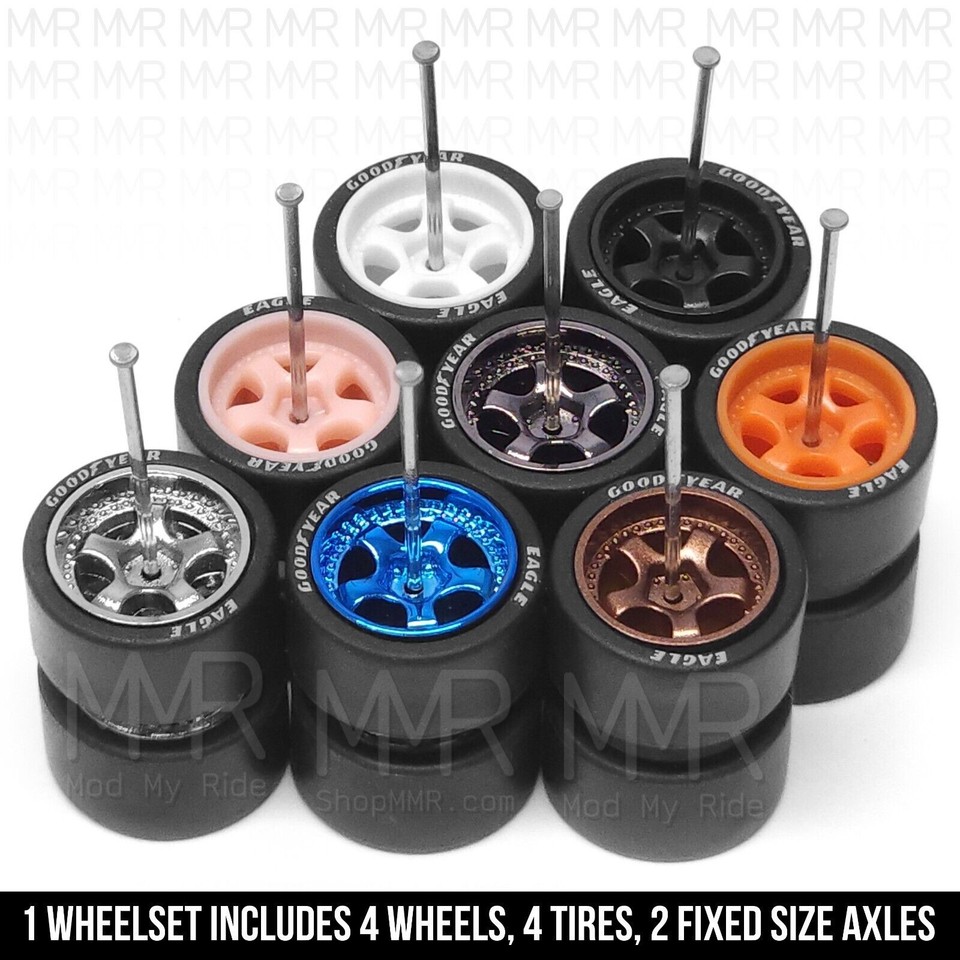 1/64 Scale 5 SPOKE MEISTER Real Rider Wheels Rims Tires Set for Hot | eBay