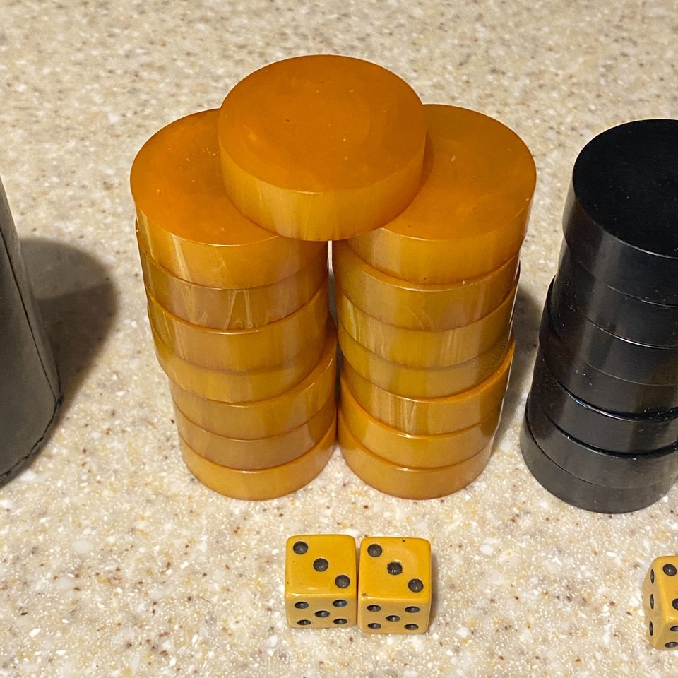 Vintage Marbled Bakelite Backgammon Checkers Set and Dice 30pc Milton Bradley Co | eBay