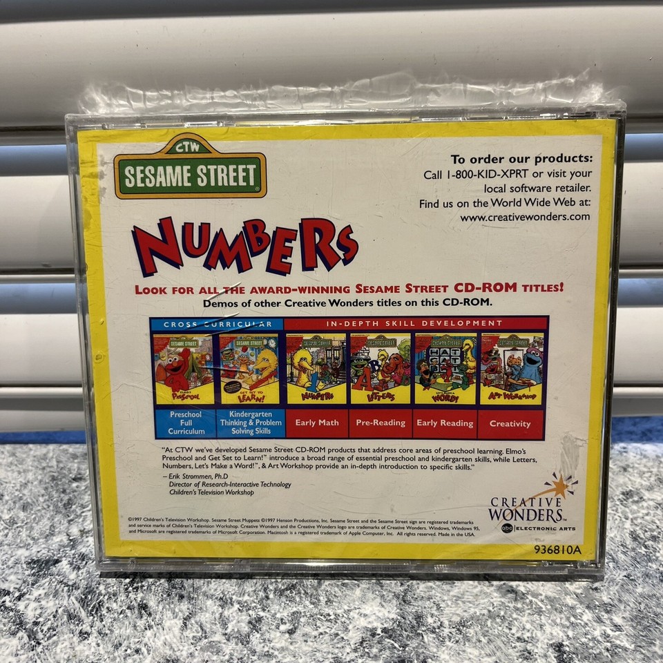 Sesame Street Numbers Windows PC CD-ROM w/ User's Guide EA 1995 New ...