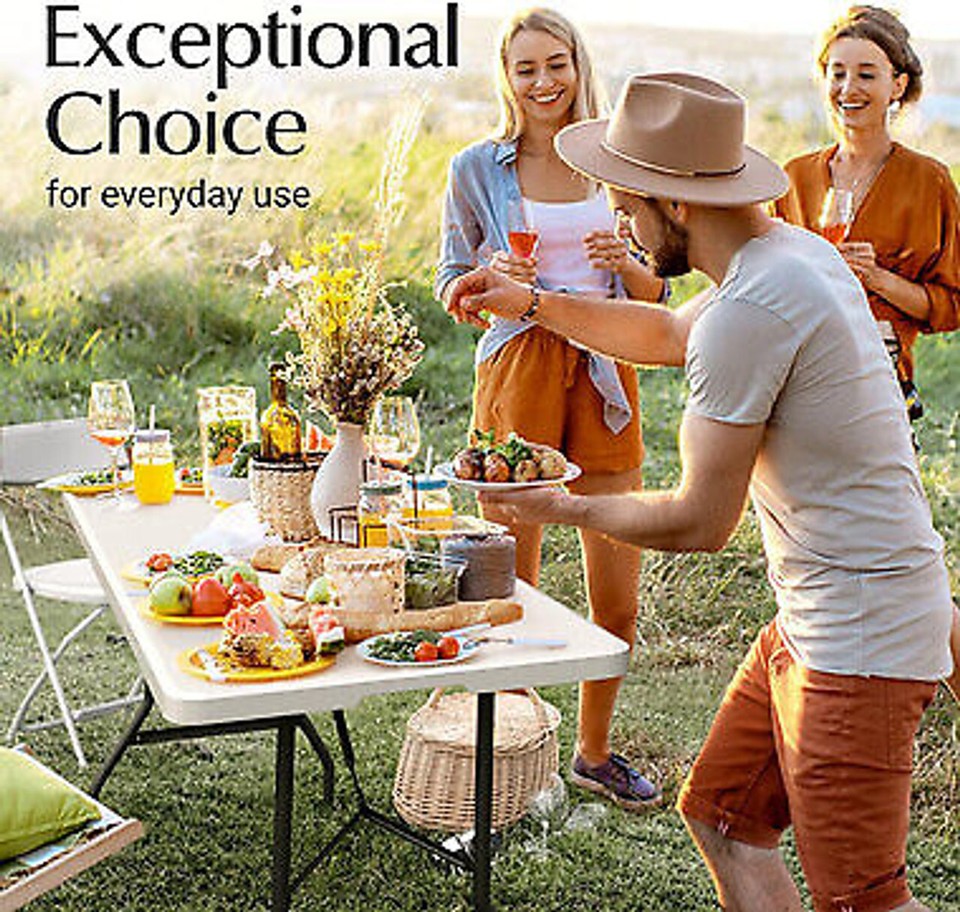 6FT Portable Half Folding Picnic Table - Ideal for Camping, Parties & Events | eBay