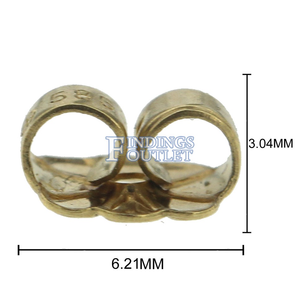 14k Yellow Gold Round Stud Earring Mounting Setting Push Back Post 4 ...
