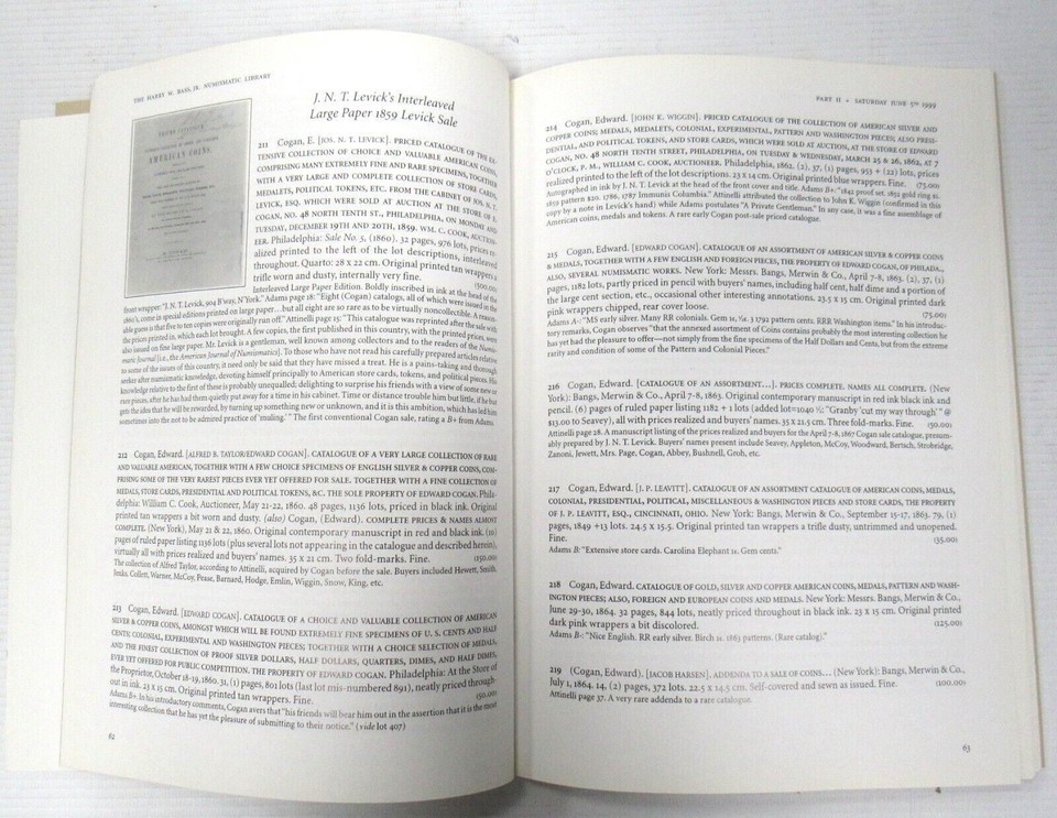 HARRY BASS NUMISMATIC LIBRARY JUNE 5 1999 PART TWO CALIFORNIA AUCTION ...