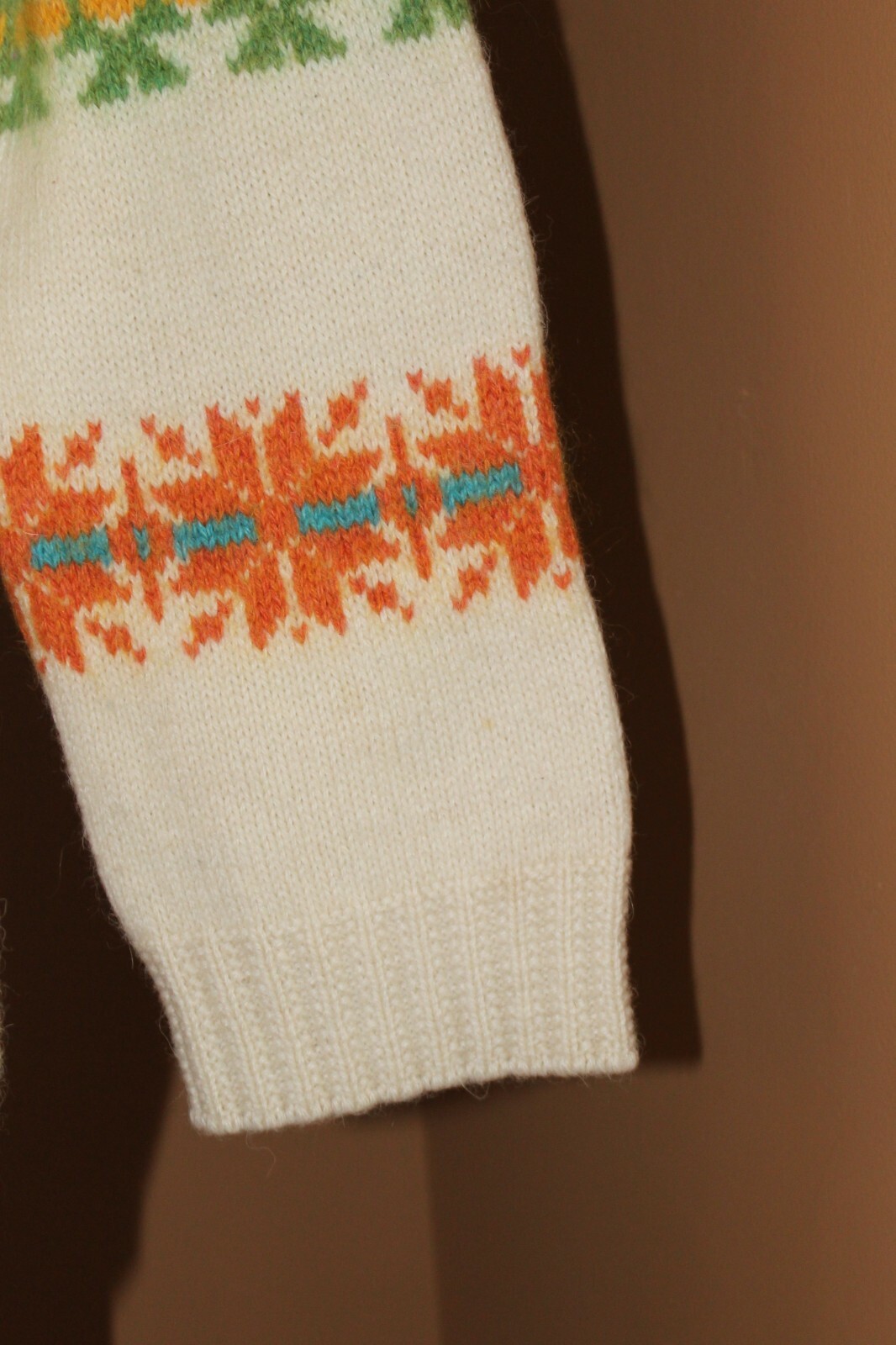 Steffner Ivory Sweater Turtleneck Blue Green Orange G… - Gem