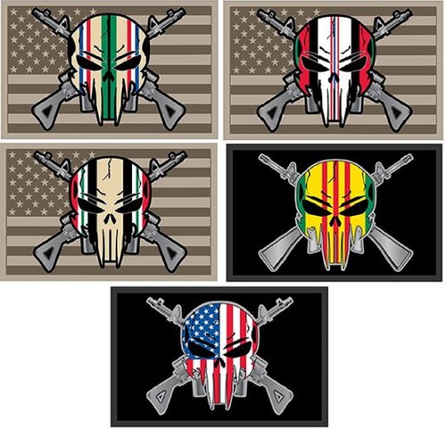 CROSS RIFLE SKULL TACTICAL HOOK & LOOP VETERAN Military Patches - 3.5 ...