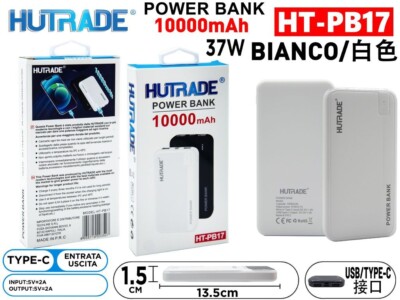 x Hutrade HT-PB17 Power Bank Portatile 10000mAh 37W USB-C Bianco mar | eBay