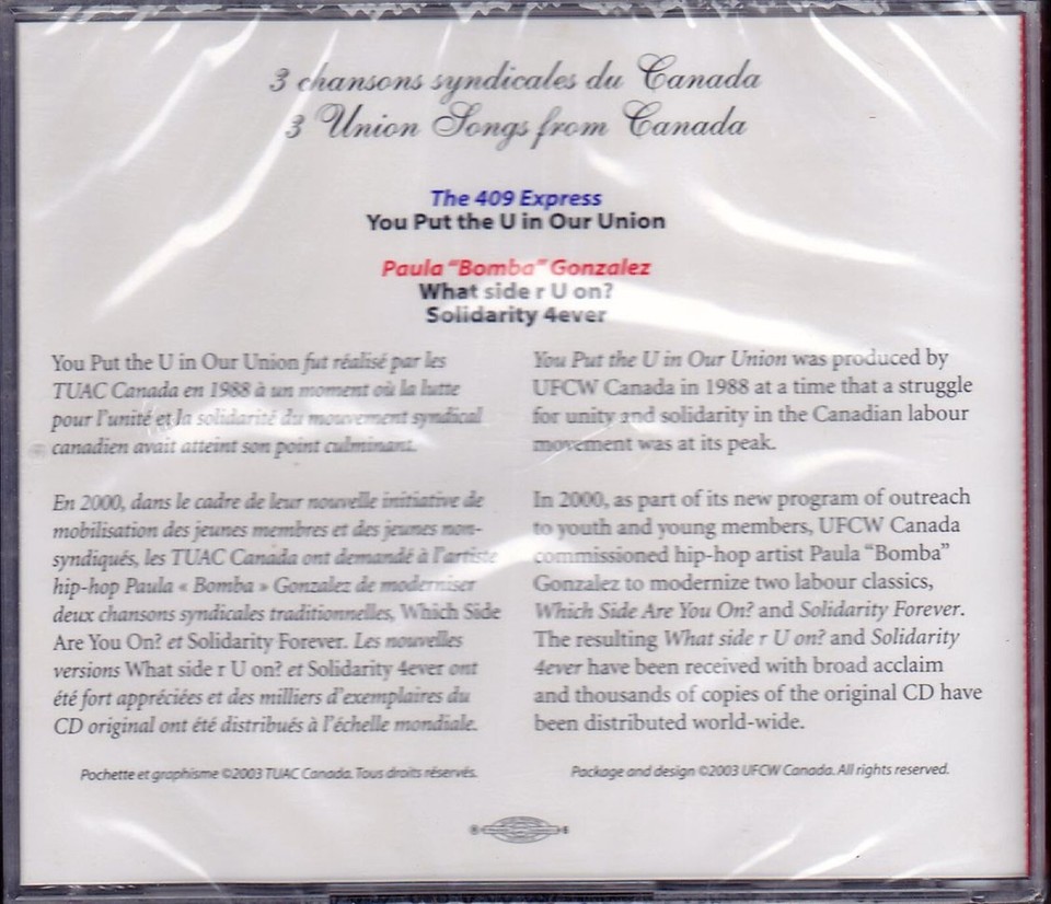 Canada Union Songs Sealed CD - United Food & Commercial Workers Intl ...