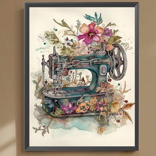 5D DIY Partial Special Shaped Drill Diamond Painting Sewing Machine Kit ...