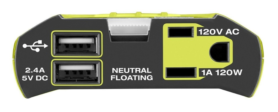 NEW RYOBI 18V 120-Watt 12V Automotive Power Inverter with Dual USB ...