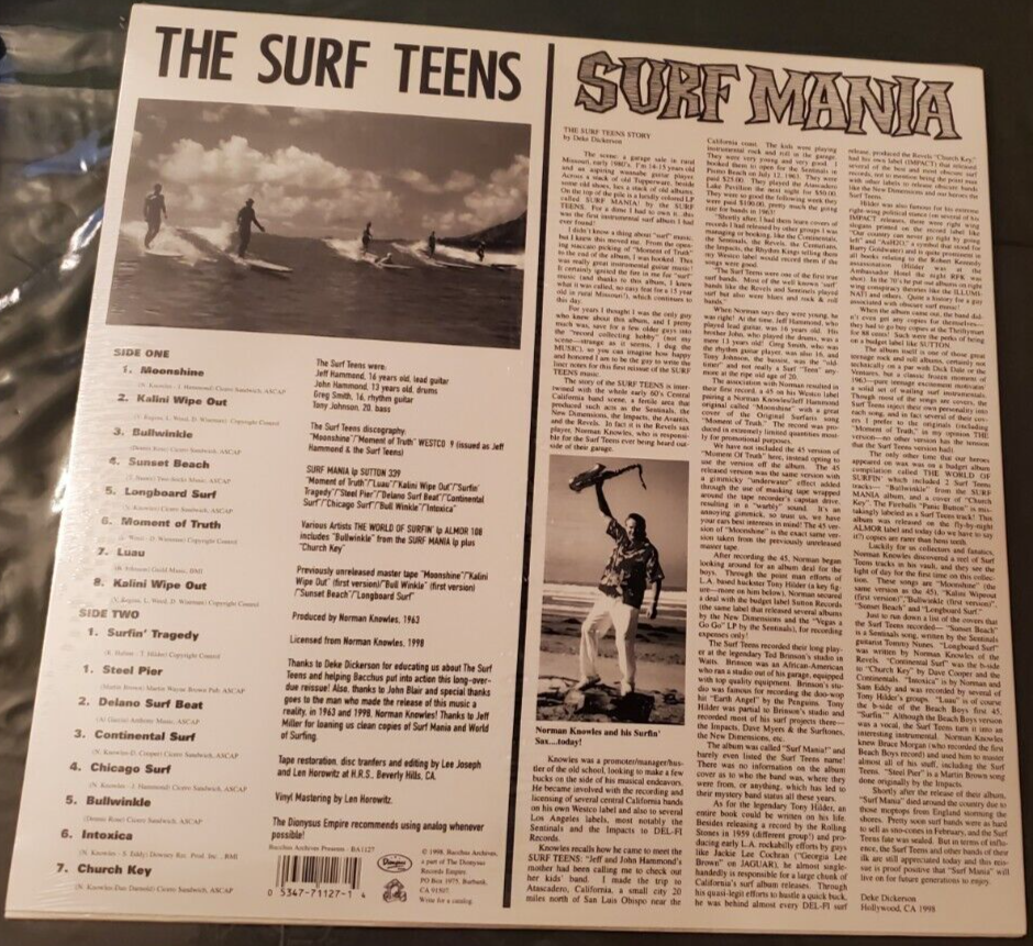 NEW! Surf Mania- The Surf Teens LP by The Surf Teens CLEAR vinyl ...