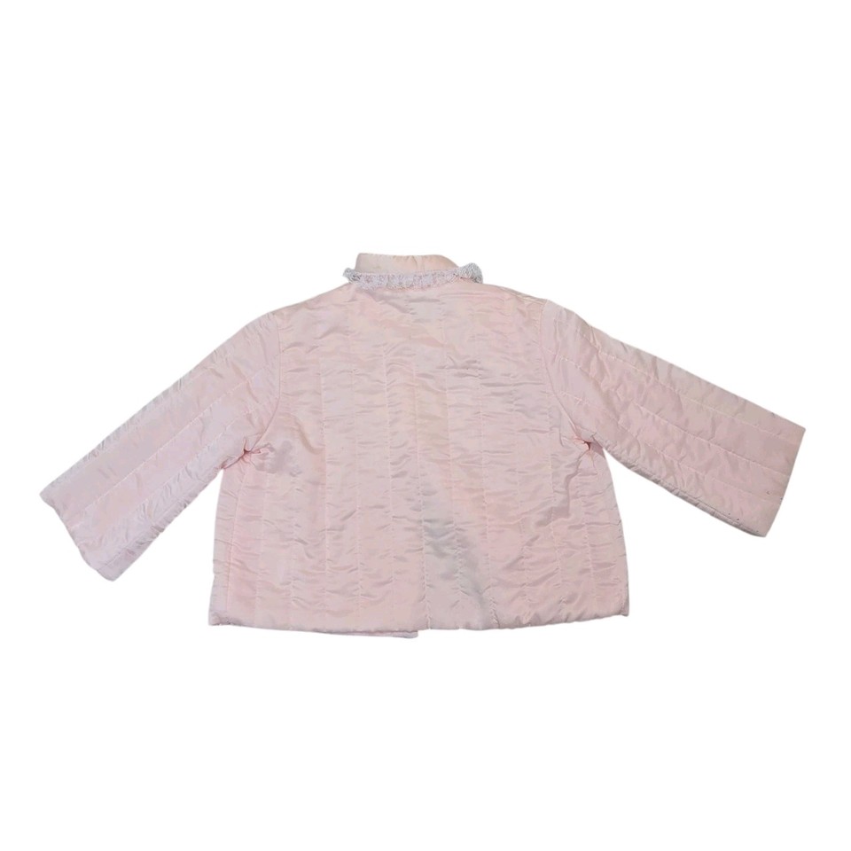 Vtg 1950s Nanette Bed Coat Pink Quilted w Lace Collar Grannycore Sz L ...