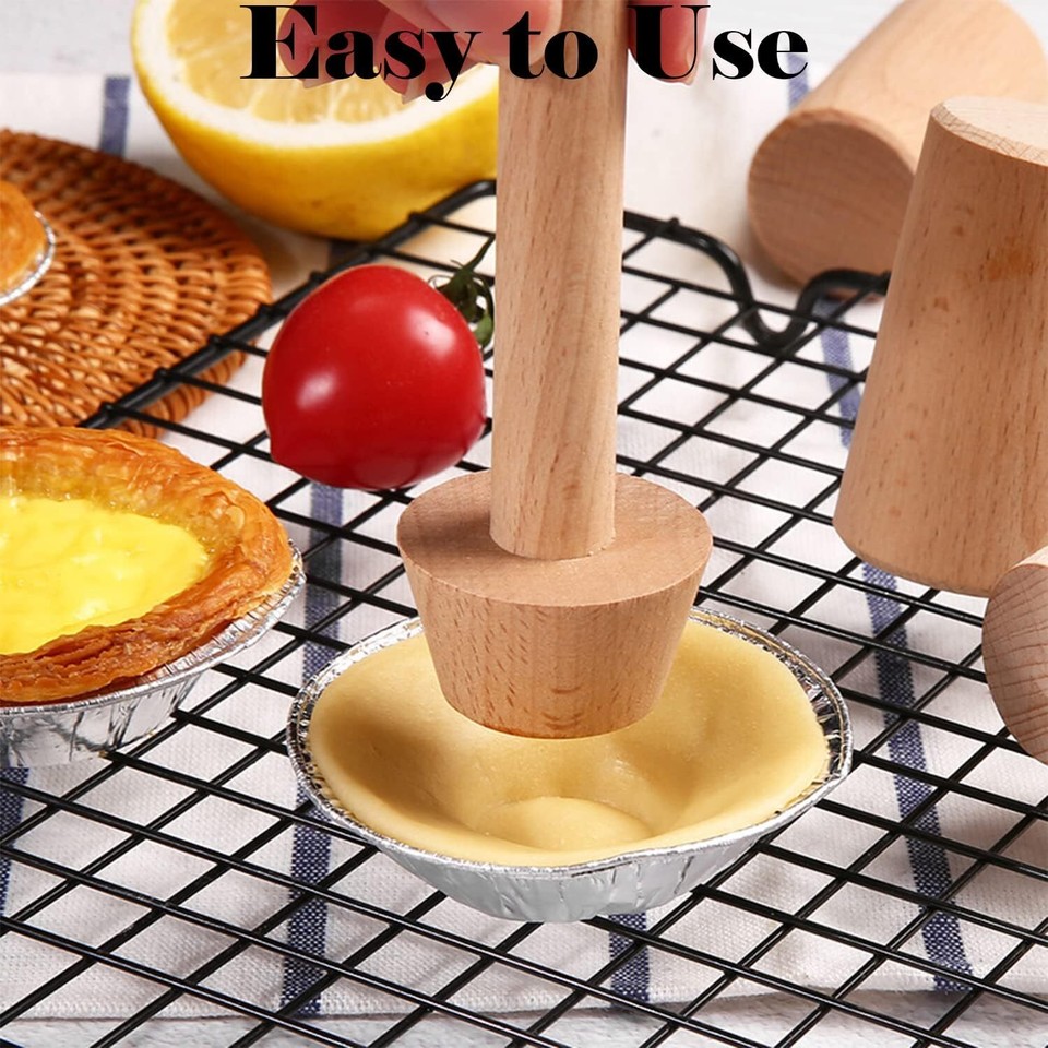 3Pcs Egg Tart Base Mold Wooden Cake Baking Tool Molds Shell Tart Pastry ...