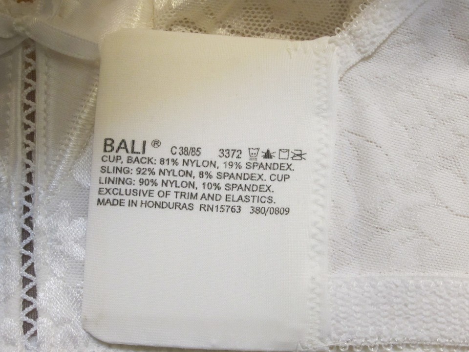 Bali 38C White Double Support Spa Closure Wire Free Comfort Bra NWT B ...