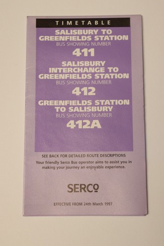 1997 Serco Adelaide Bus Timetable - 411, 412, 412A Salisbury ...