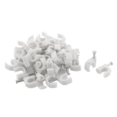 40PCS White Plastic Circle Cable Drop Clip Store Tie Clips Wire Cord ...