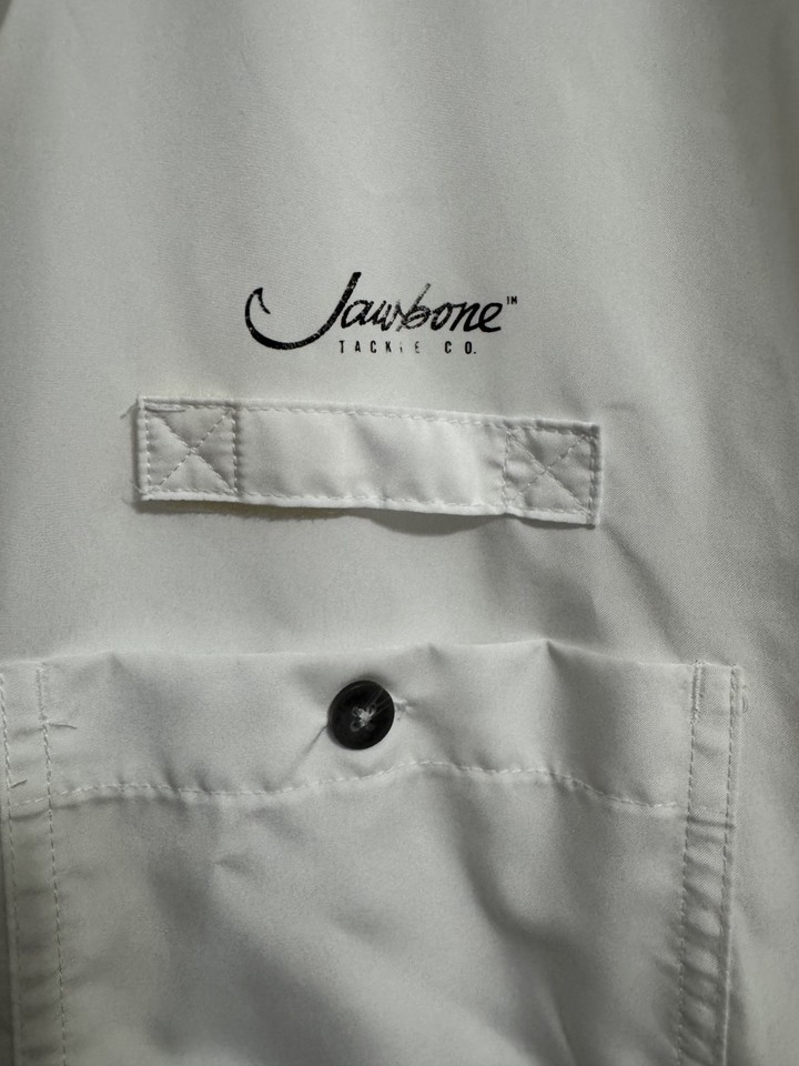 Jawbone Tackle Fishing Shirt Size Large Solid White Short Sleeve Vented ...