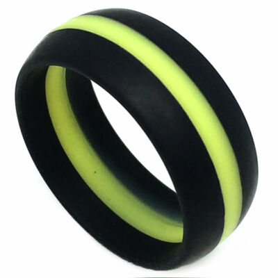 SAR - SAFE ACTIVE RINGS 8mm Black with Yellow Stripe Silicon Wedding ...