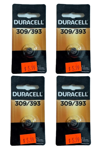 Duracell 309/393 Silver Oxide Button Long-Lasting Battery 1.5 Volt, (4 ...