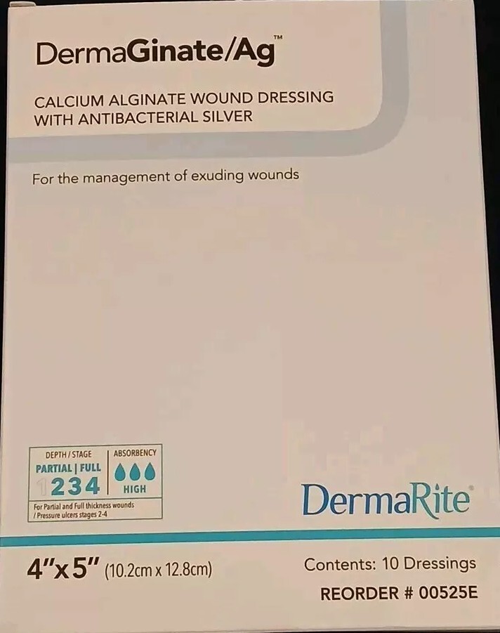 9 Count DERMAGINATE AG CALCIUM ALGINATE DRESSINGS W/ ANTIBACTERIAL ...