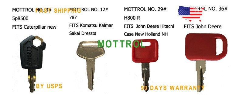 key Set 10# 4 pc key fits CAT 5p8500, John Deere h800 red,jds & Komatsu ...