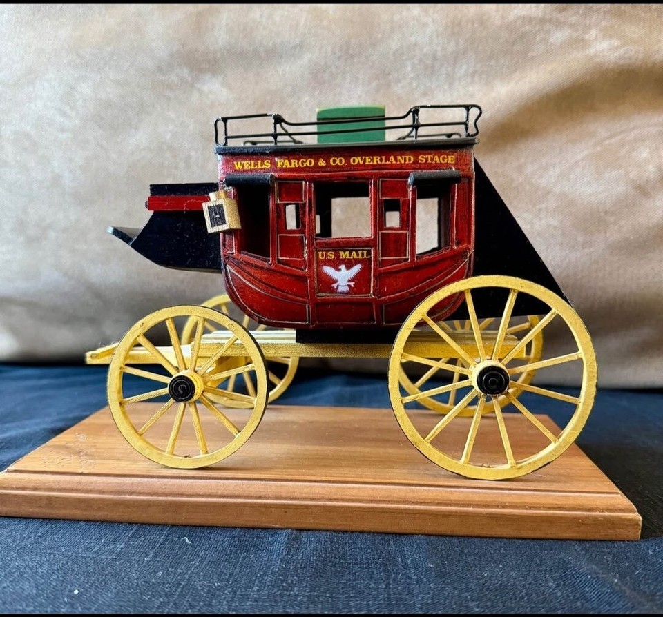 Vintage Wooden Stage coach Model Wells Fargo Western Made by Oscar ...