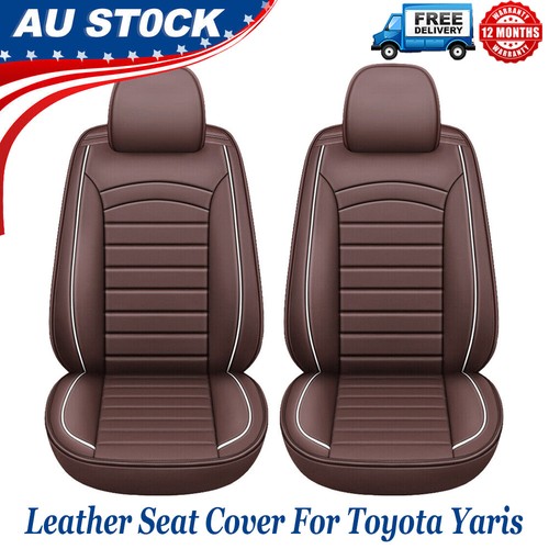 Brown PU Leather Automotive Seat Covers Car 2pcs Front Cushions For ...
