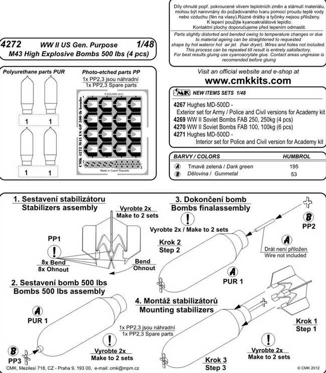 cmk WWII US Gerneral Purpose M43 High Explosive Bombs 500 lbs 1:48 ...